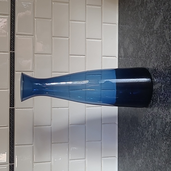 Vintage | Accents | Vintage Mcm Handblown Tall Blue Glass Vase | Poshmark
